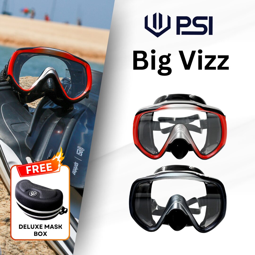 PSI Big Vizz Mask | Wide View Single Lens Dive Mask | Aquamaster